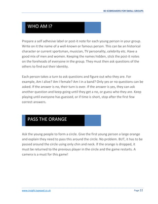 40 icebreakers for_small_groups | PDF | Internet for Beginners | Internet