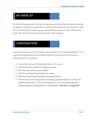 40 icebreakers for_small_groups | PDF
