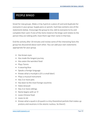 40 icebreakers for_small_groups | PDF