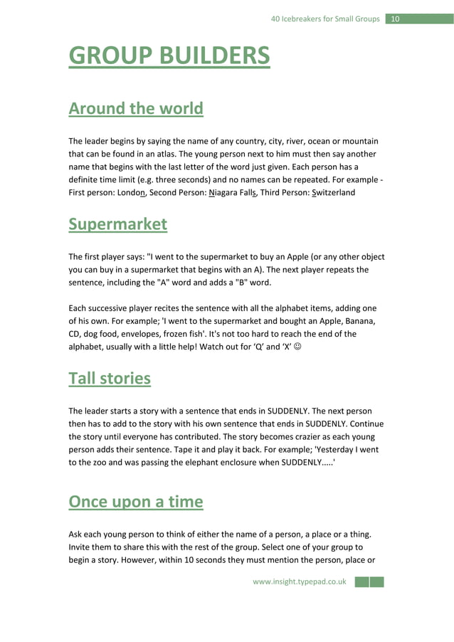 40 icebreakers for_small_groups | PDF