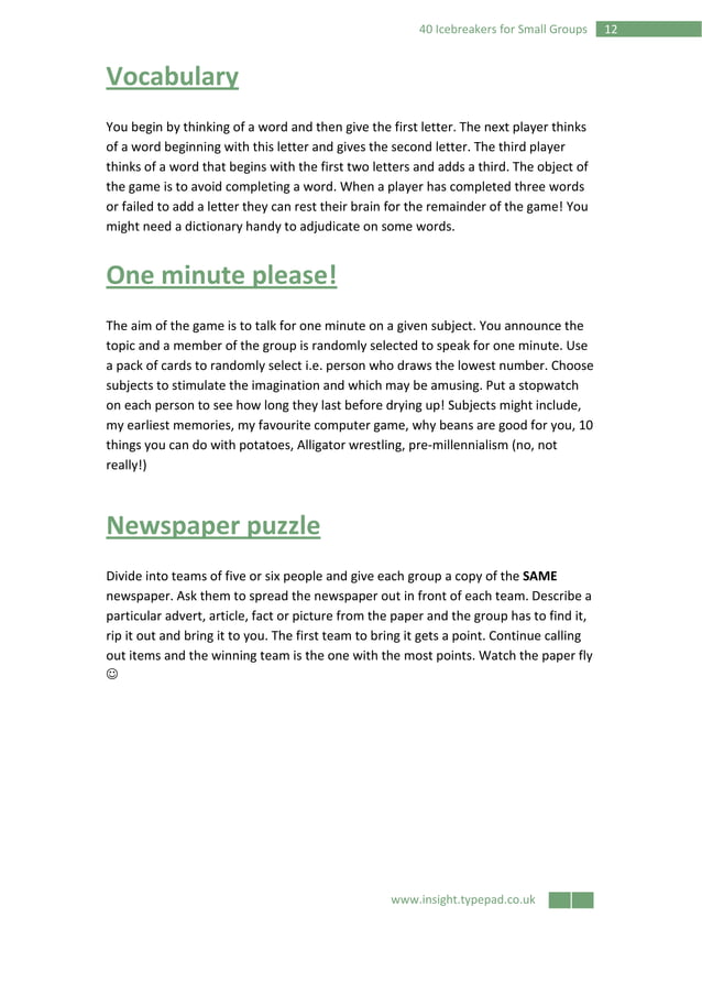 40 icebreakers for_small_groups | PDF