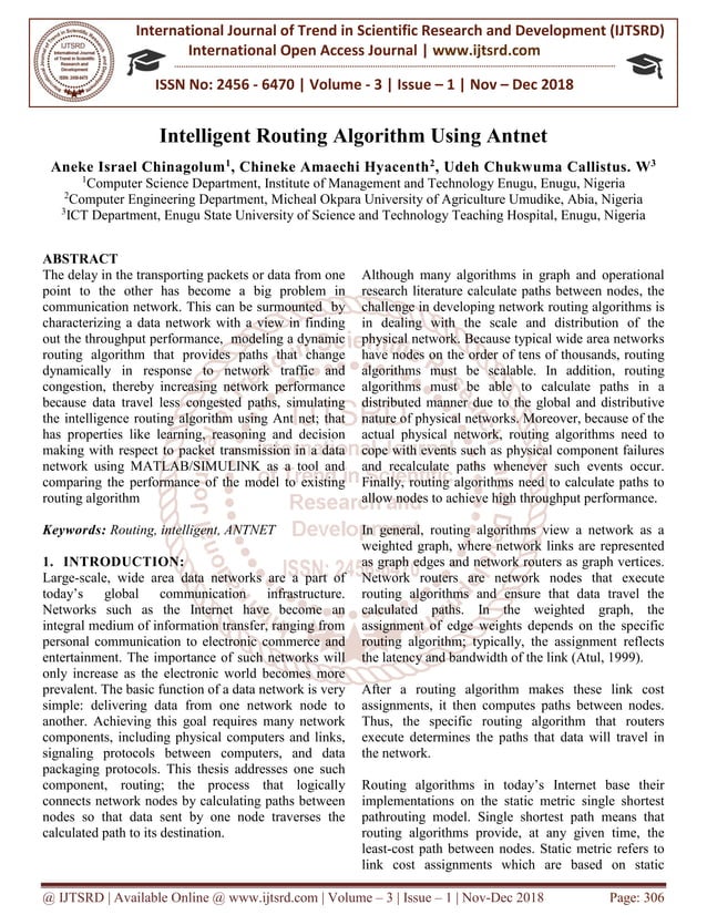 Intelligent Routing Algorithm Using Antnet | PDF | Computer Networking | Computing