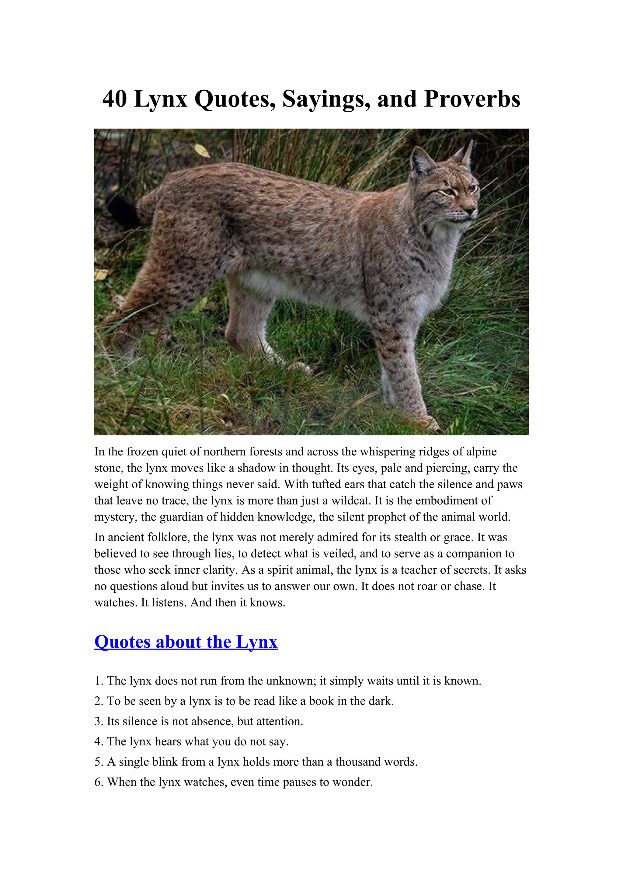 40 Lynx Quotes, Sayings, and Proverbs.docx