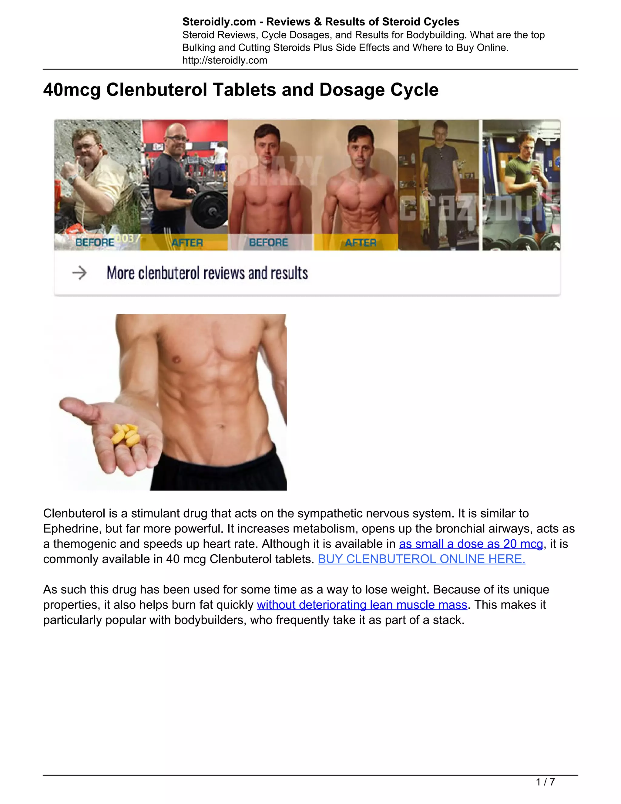 40mcg Clenbuterol Tablets and Dosage Cycle | PDF