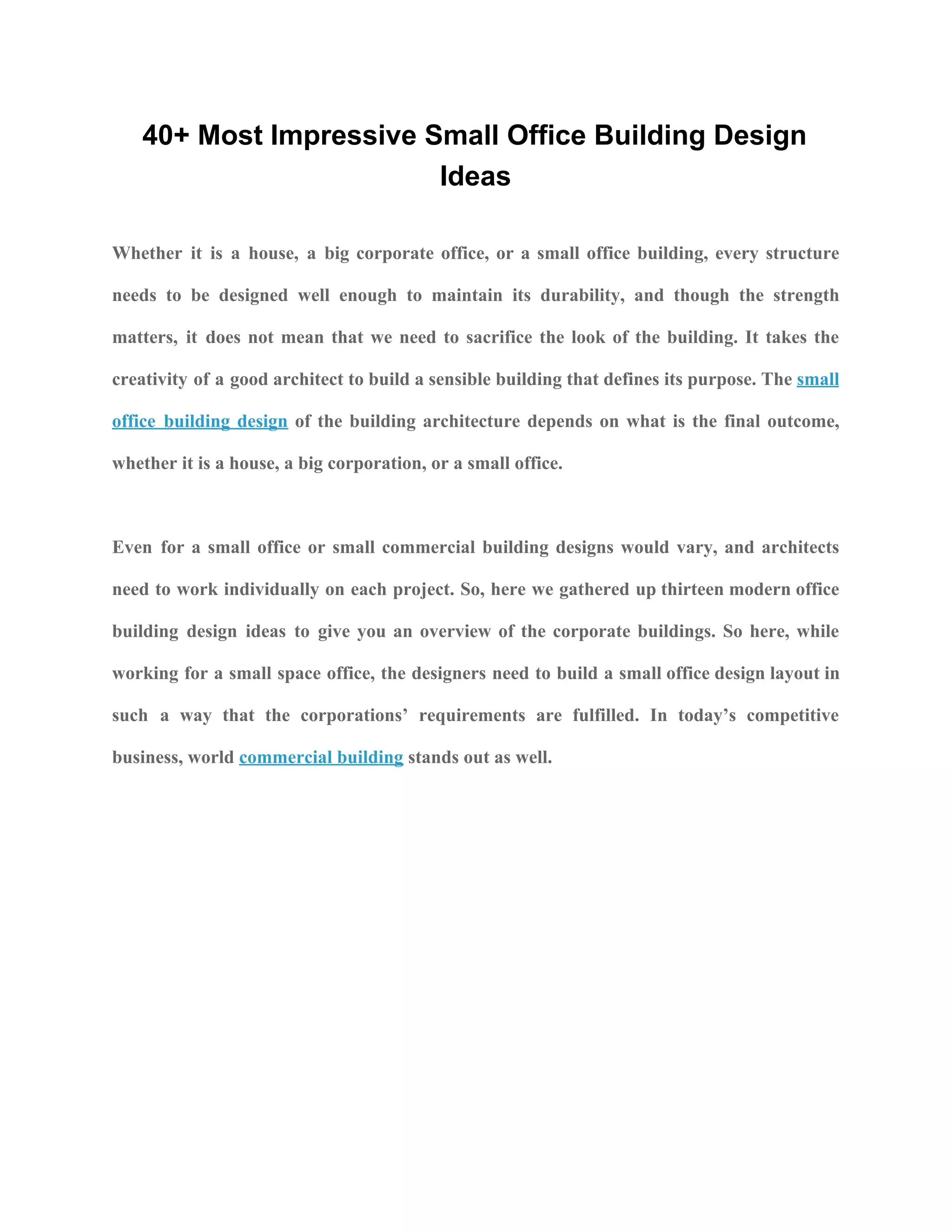 40+ most impressive small office building design ideas | PDF