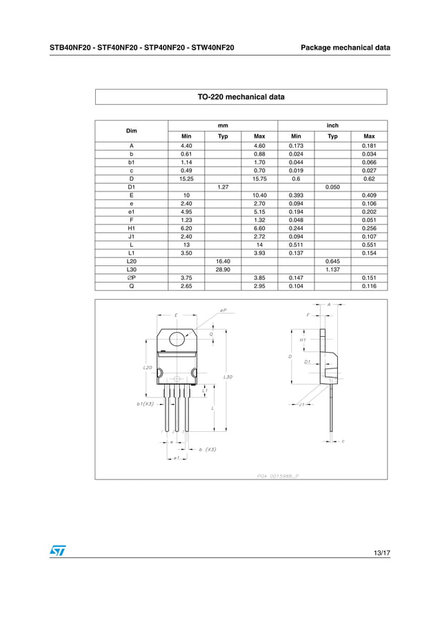 Original N-CHANNEL MOSFET STF40NF20 40NF20 40N20 40A 200V TO-220 New ST ...