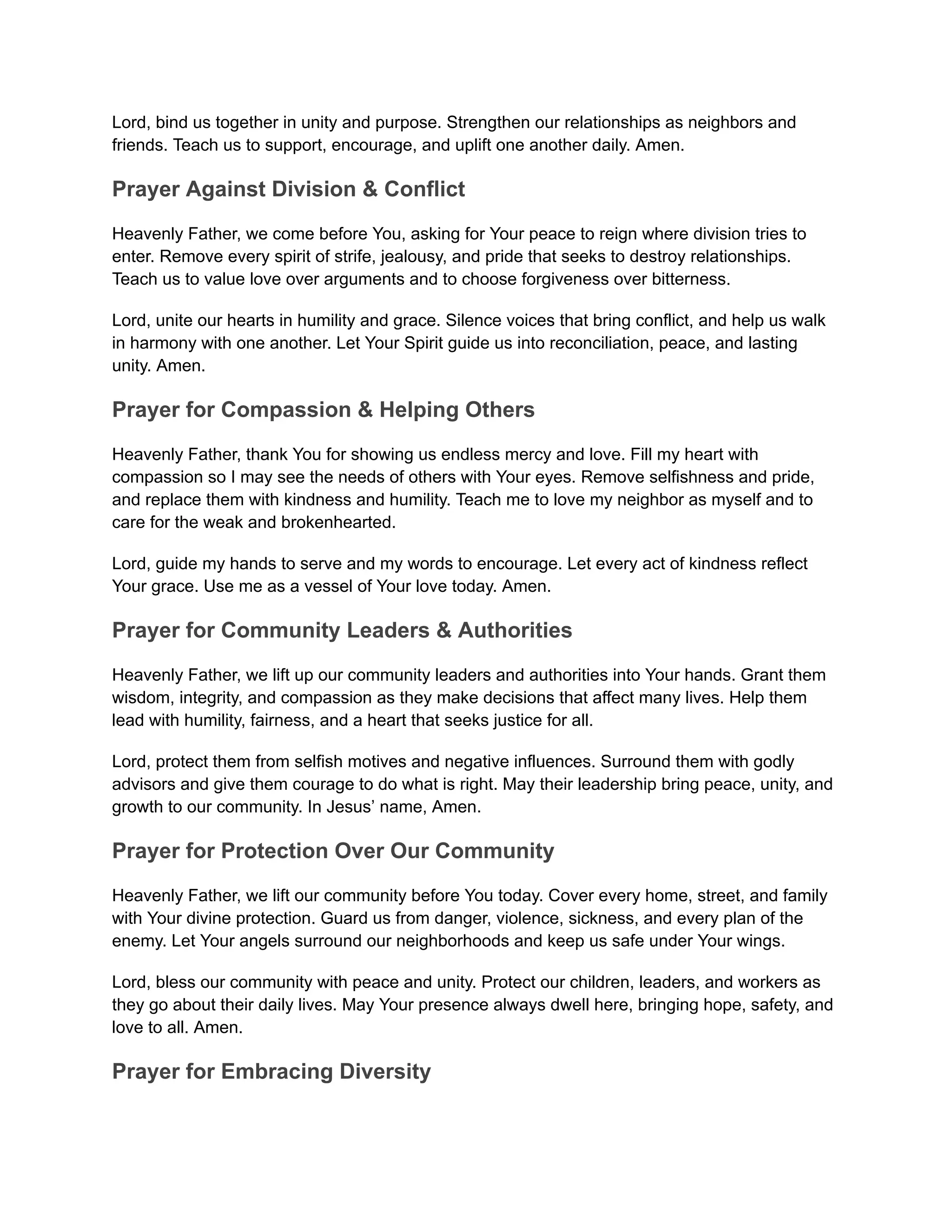40 Prayer Points for Unity – Powerful Prayers for Families, Churches ...