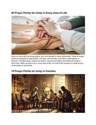 40 Prayer Points for Unity – Powerful Prayers for Families, Churches ...