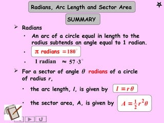 40 Radians, Arc length and Sector area.ppt
