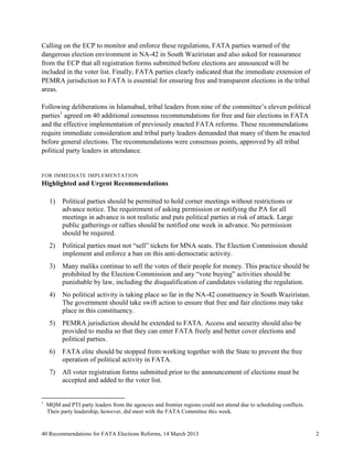40 Recommendations for FATA Elections Reforms by Tribal Leaders (14 ...