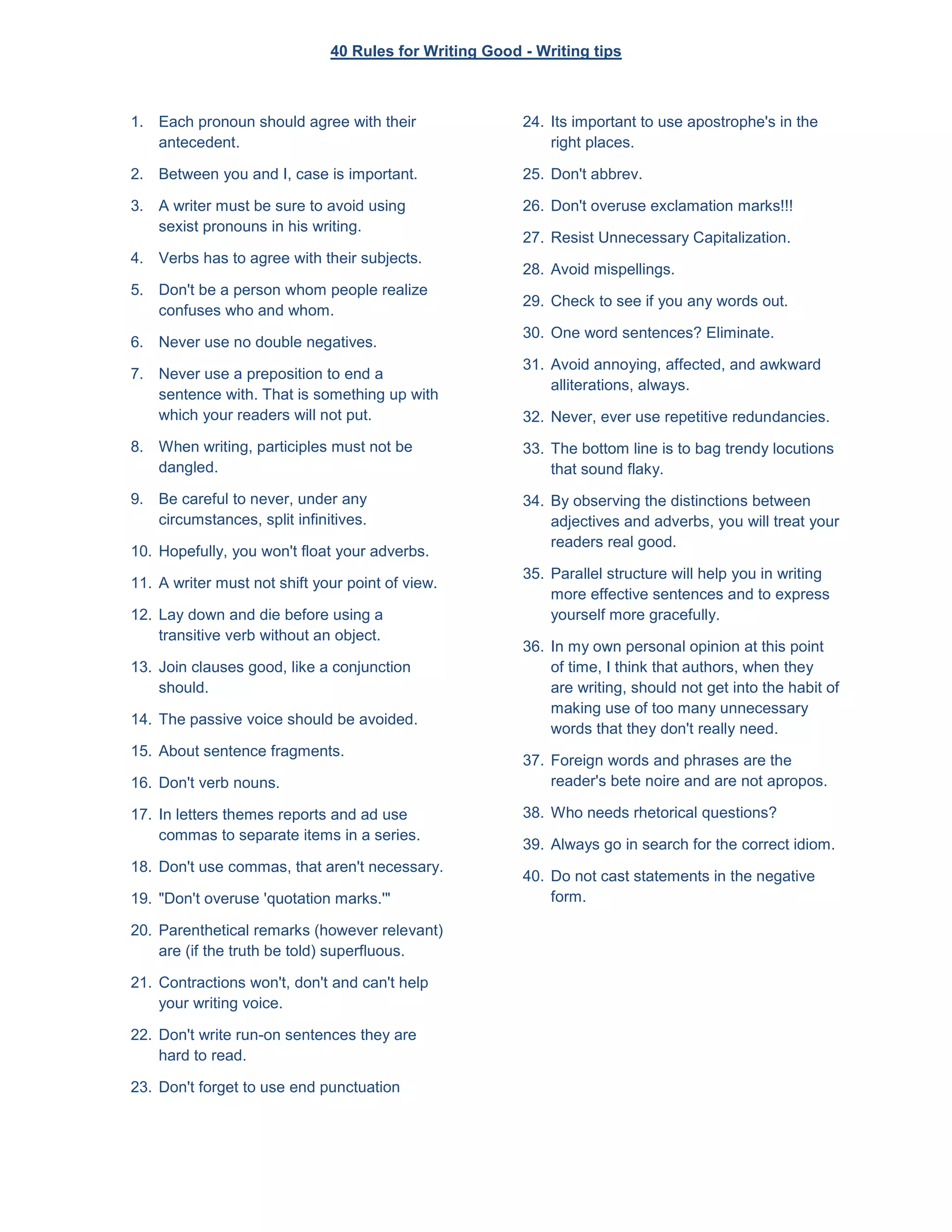 40 rules for_writing_good (1) | PDF