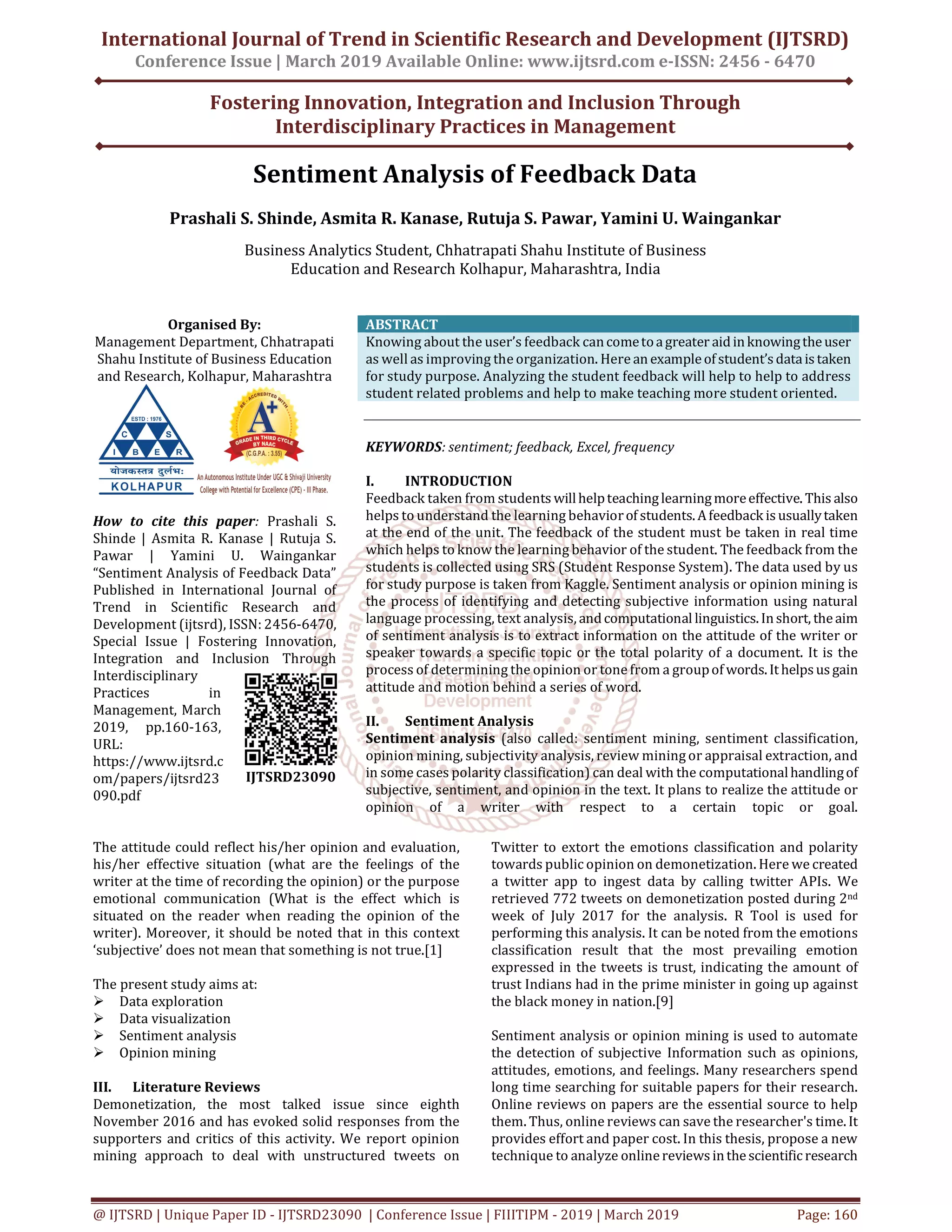 Sentiment Analysis of Feedback Data | PDF | Publishing Industry | Industries
