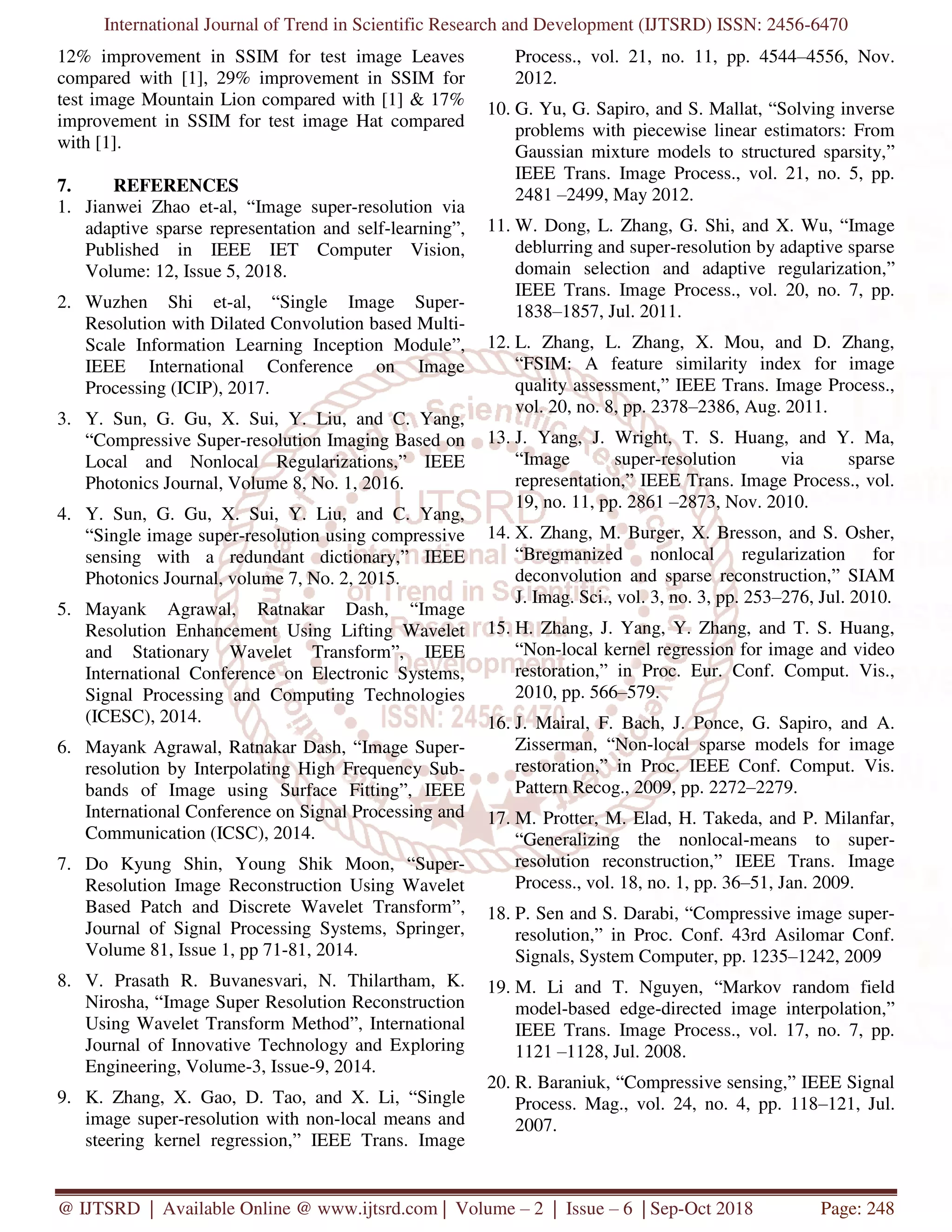 Single Image Super Resolution Using Interpolation And Discrete Wavelet Transform Pdf