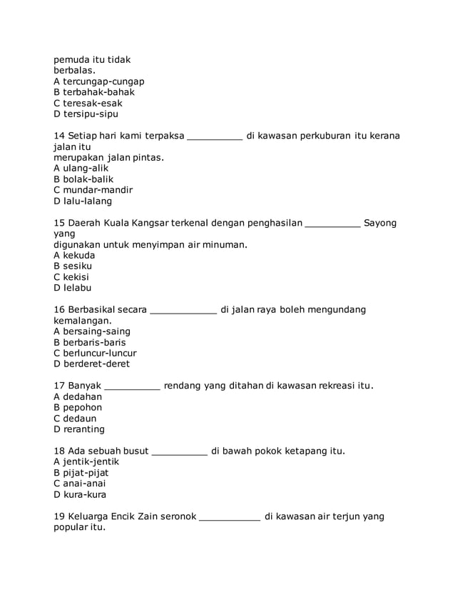 40 soalan latih tubi tatabahasa kata ganda | DOCX