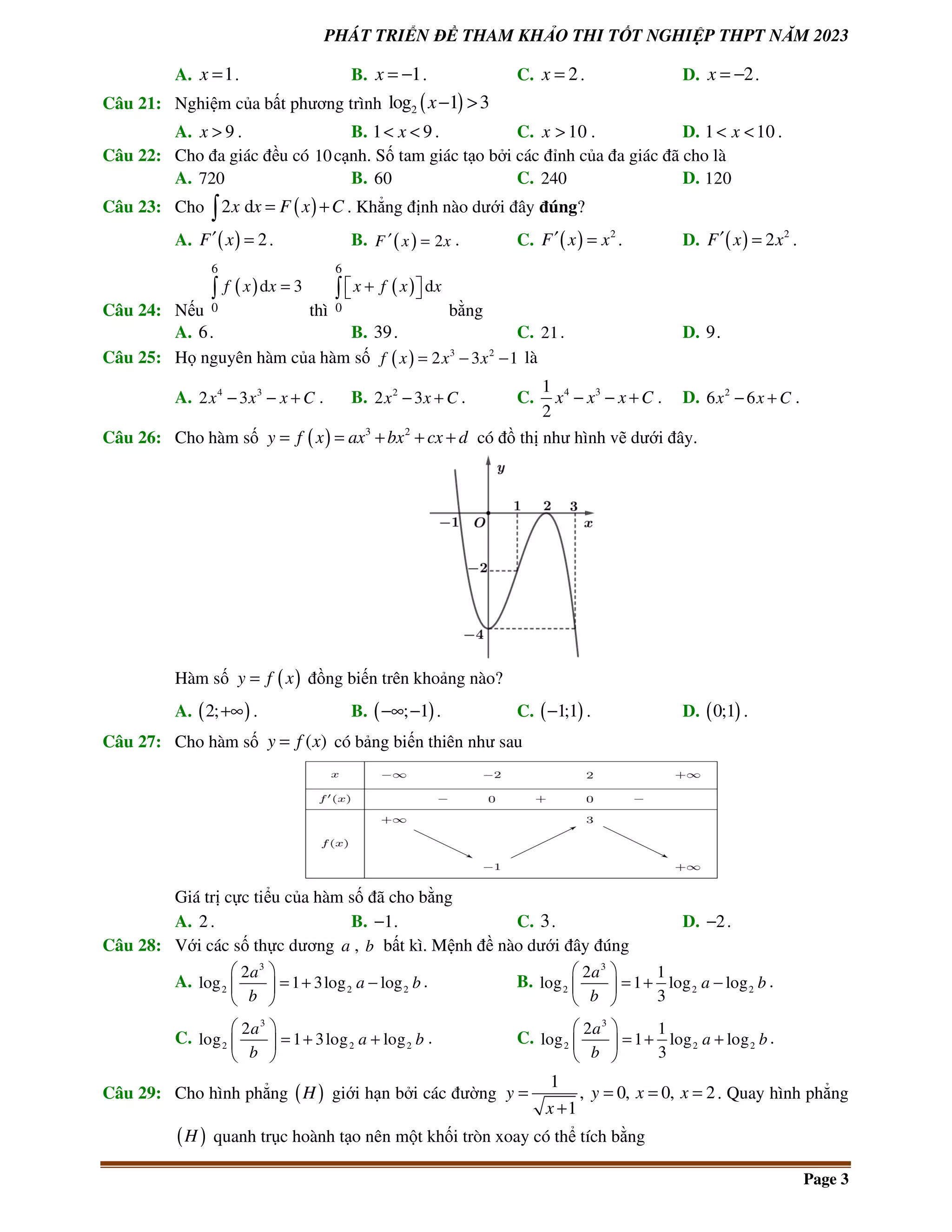 40 ĐỀ THI THỬ T﻿ỐT NGHIỆP THPT - MÔN TOÁN - NĂM 2023 - SOẠN CHUẨN CẤU ...