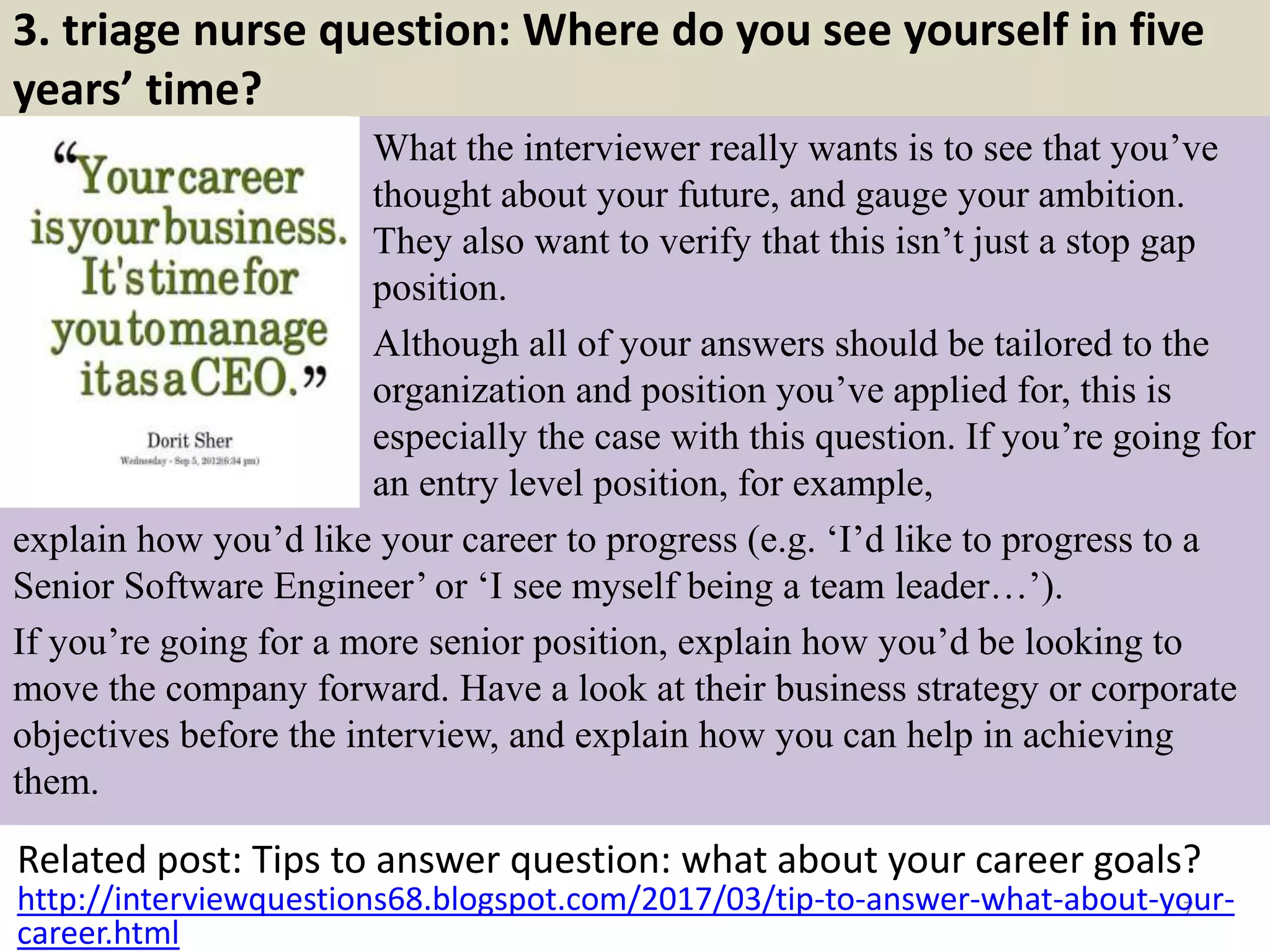 40 triage nurse interview questions and answers pdf | PPTX