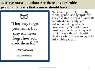 40 triage nurse interview questions and answers pdf | PPTX