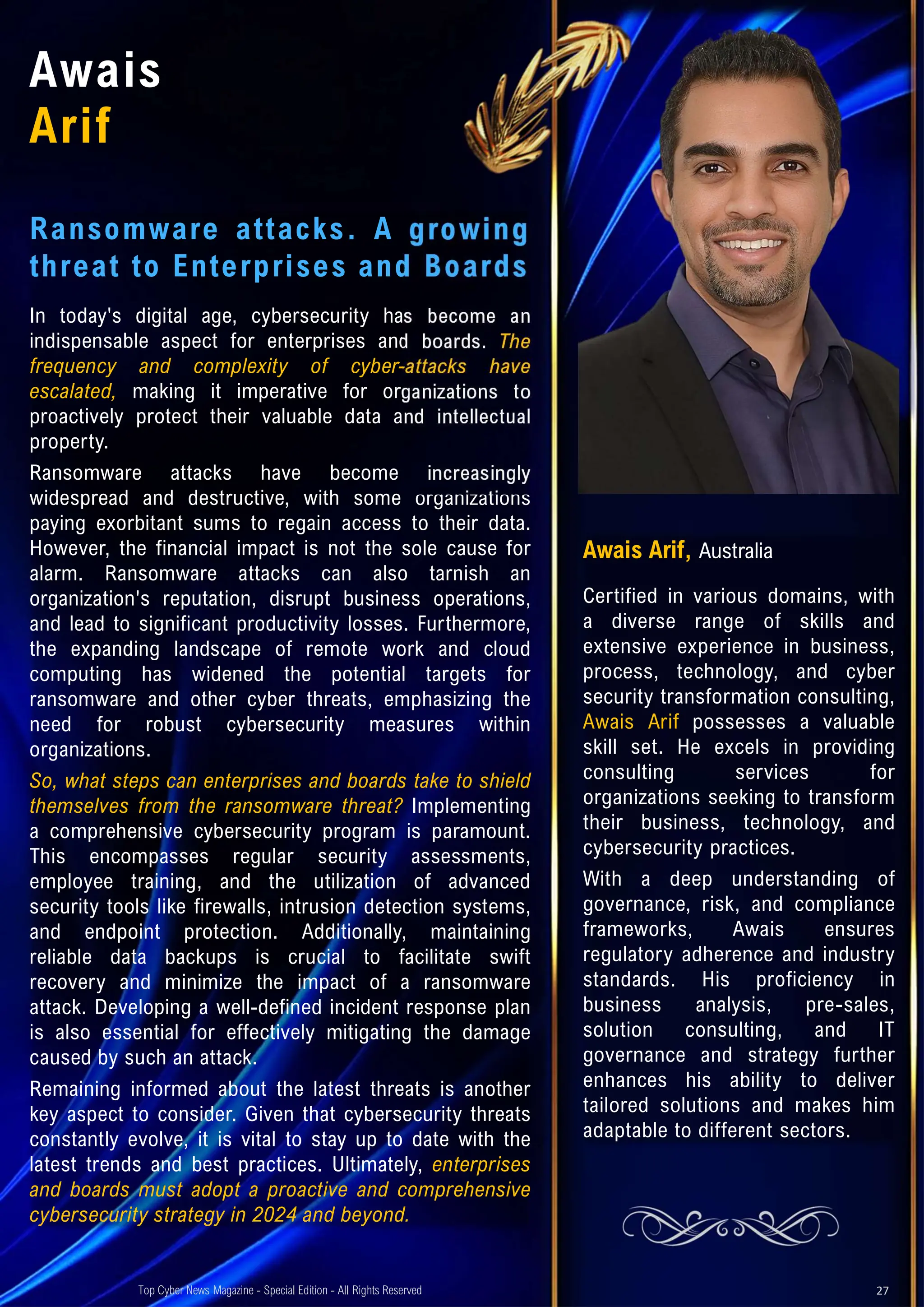40 under 40 in Cybersecurity 2024 by Top Cyber News MAGAZINE | PDF
