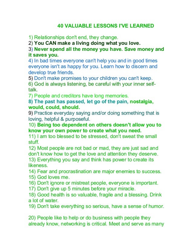 40 valuable lessons i 40 valuable lessons i
