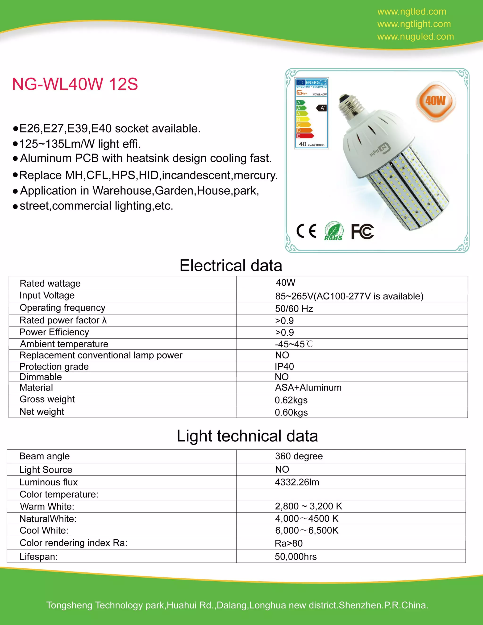 40W LED Corn Light request for quotation | PDF