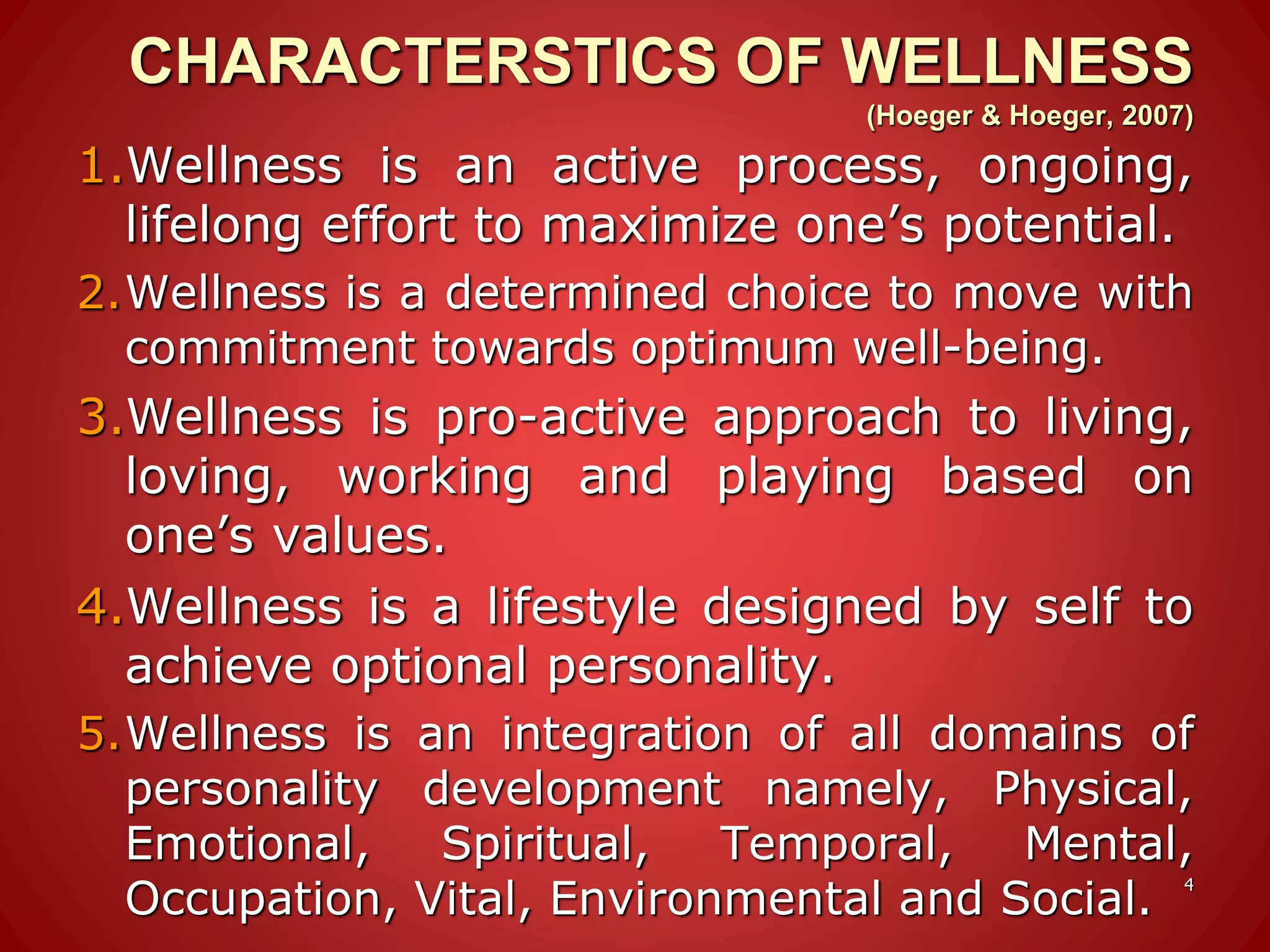 Introduction to wellness, relation of wellness adn personality and ...