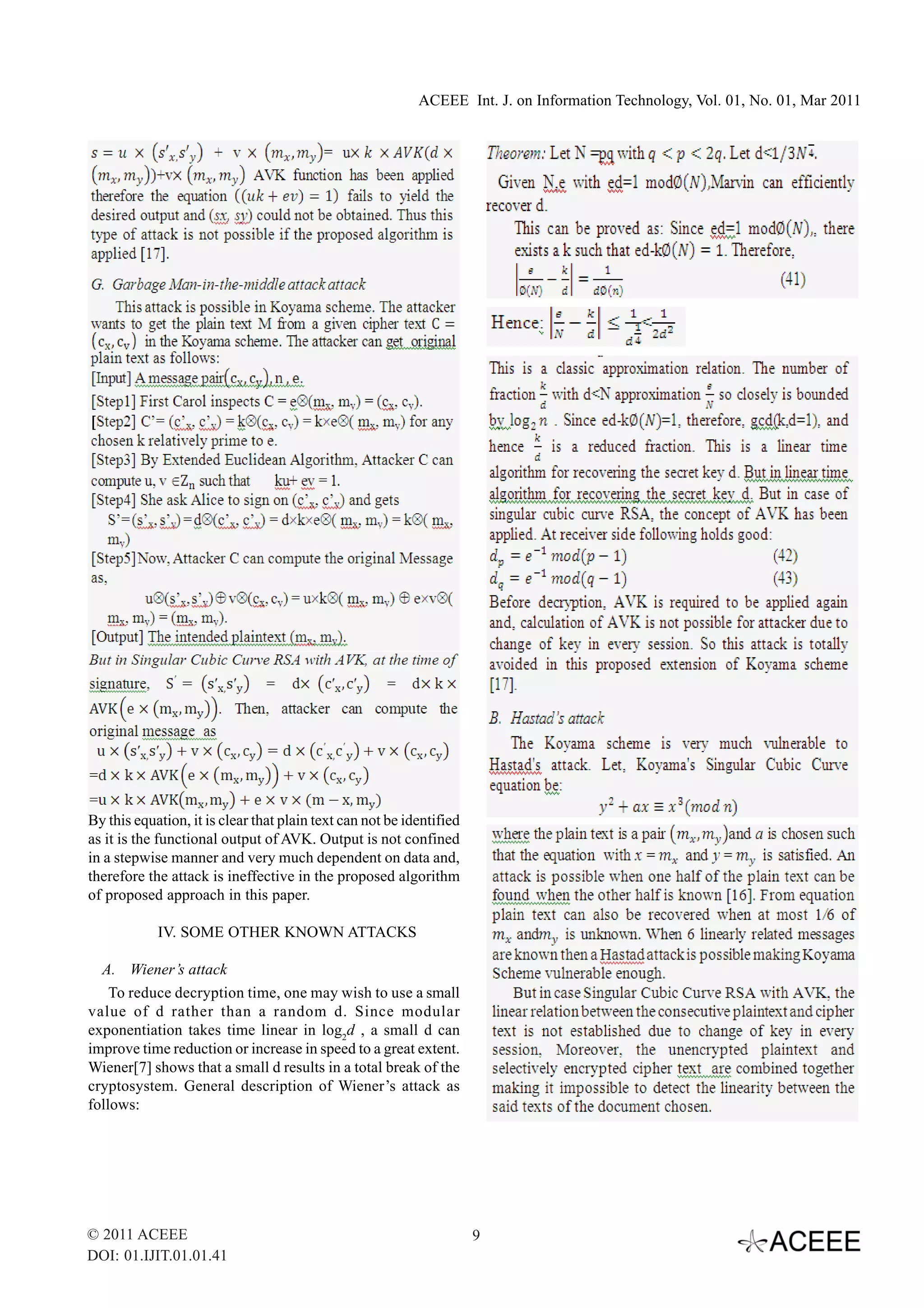 Different Attacks On Selective Encryption In Rsa Based Singular Cubic Curve With Avk And Their
