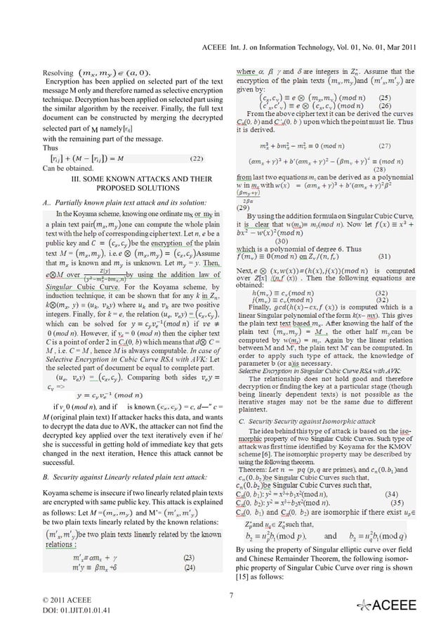 Different Attacks On Selective Encryption In Rsa Based Singular Cubic Curve With Avk And Their