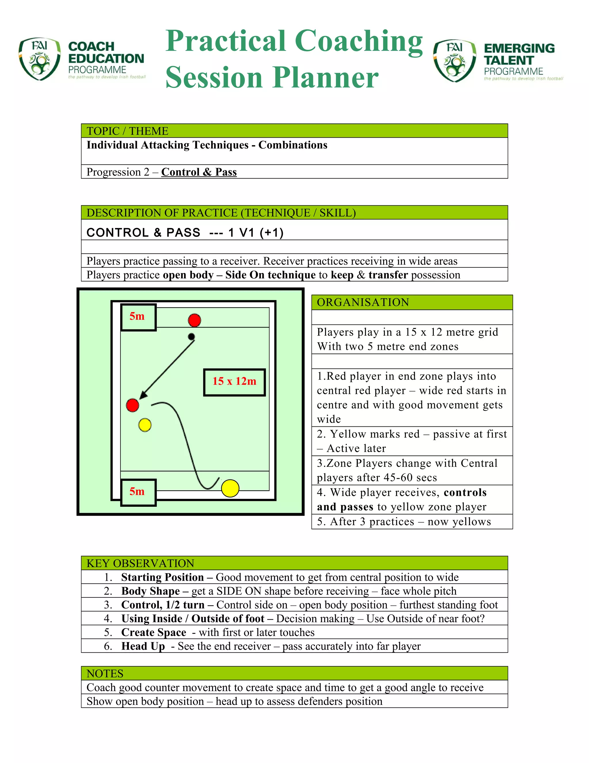 Combinations progression 2 – control & pass | DOC