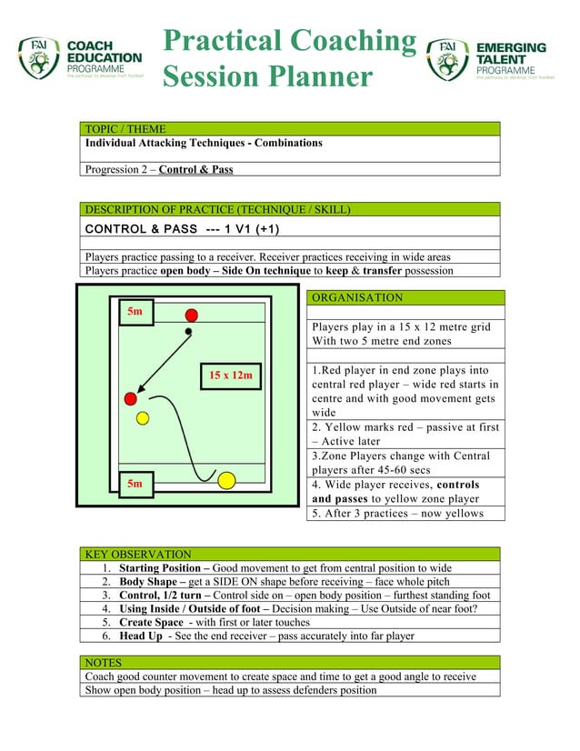 Combinations progression 2 – control & pass | PDF