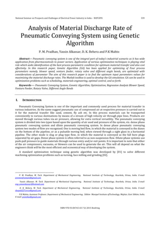 Analysis of Material Discharge Rate of Pneumatic Conveying System using Genetic Algorithm | PDF ...