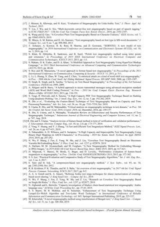 Analysis review on feature-based and word-rule based techniques in text steganography | PDF