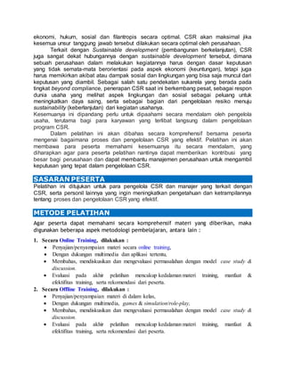 (2021) Silabus Training "Effective Corporate Social Responsibility (CSR)" | DOCX