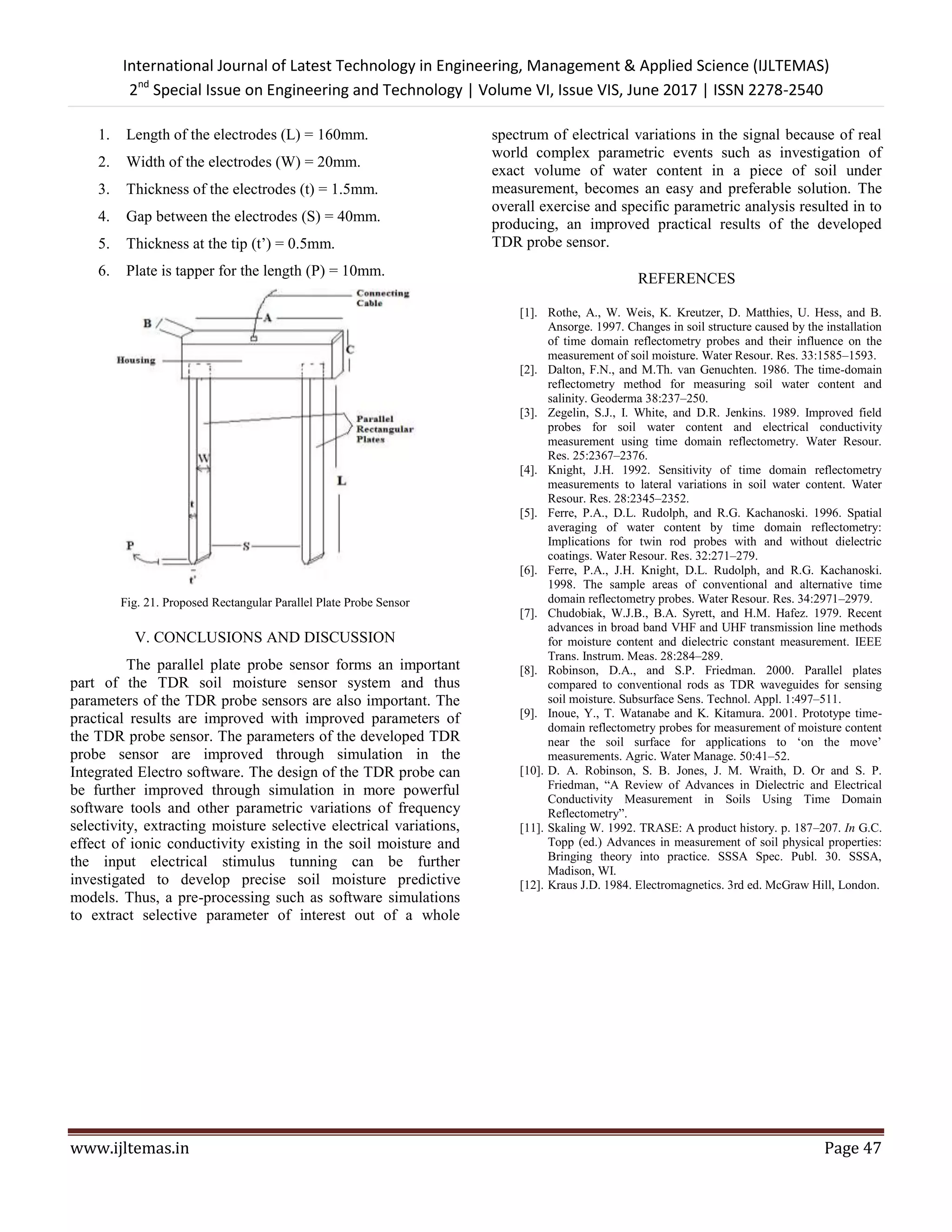 Design of the Probe Sensor for the TDR Soil Moisture Sensor System | PDF