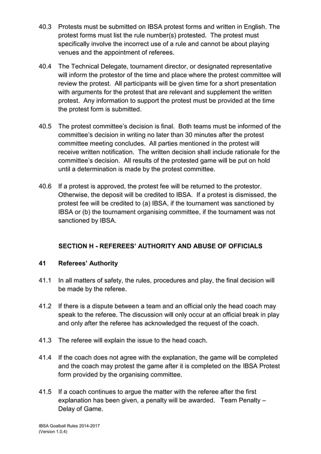 Goalball Regulation | PDF