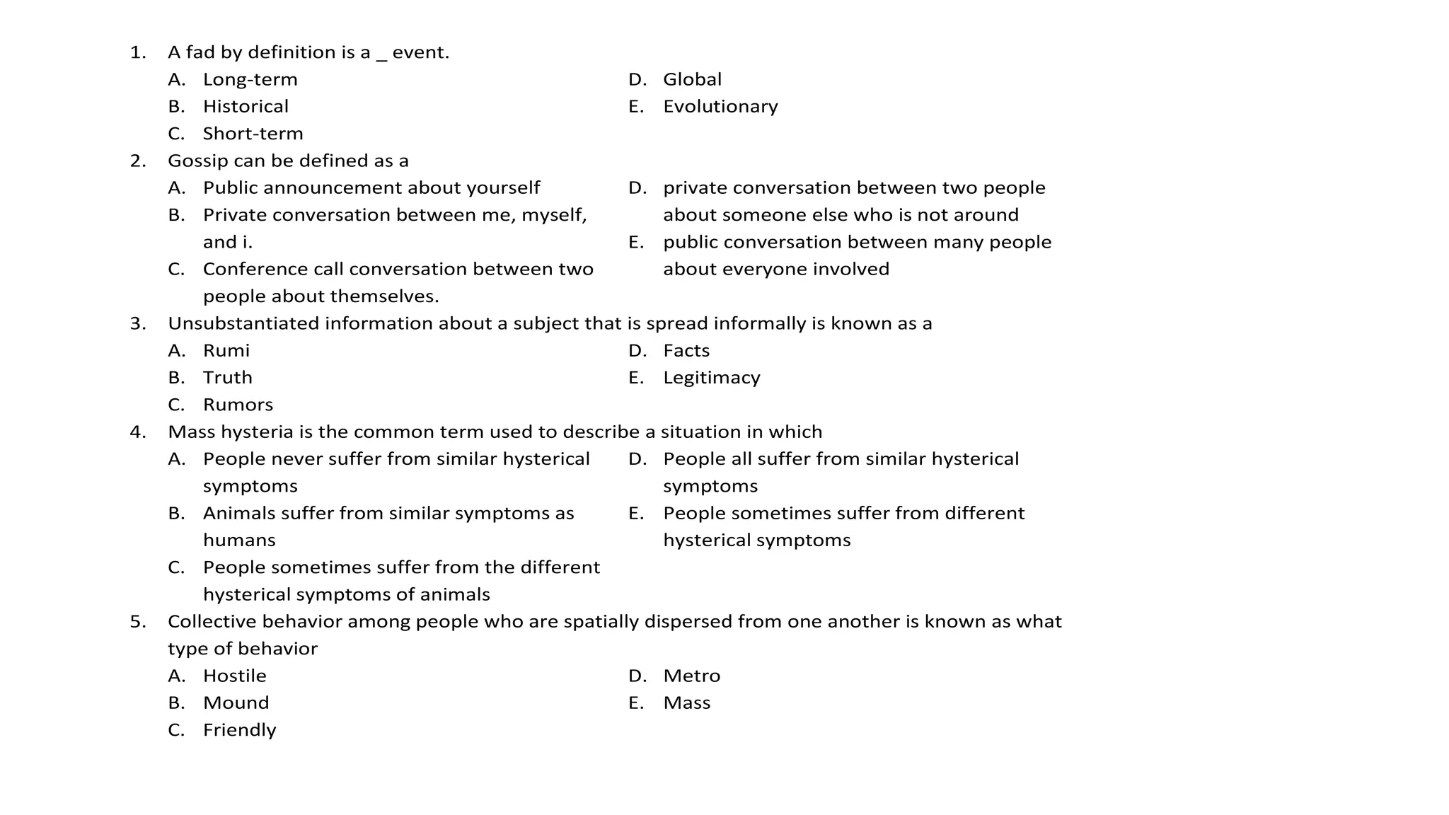 TYPES OF MASS BEHAVIOR | PPTX