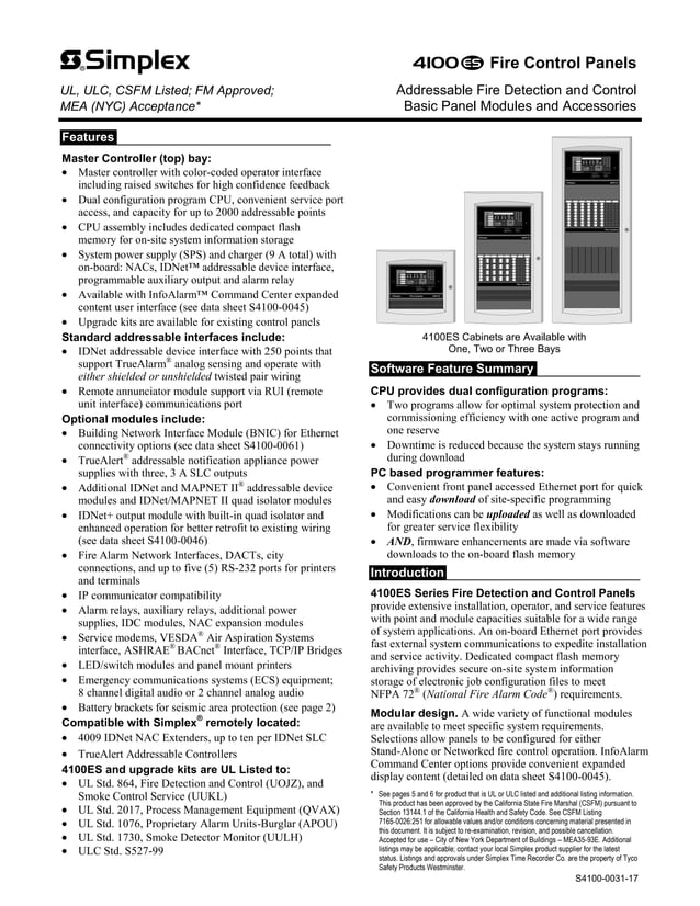 4100 ES Fire Alarm Control Panel.PDF | Operating Systems | Computer ...