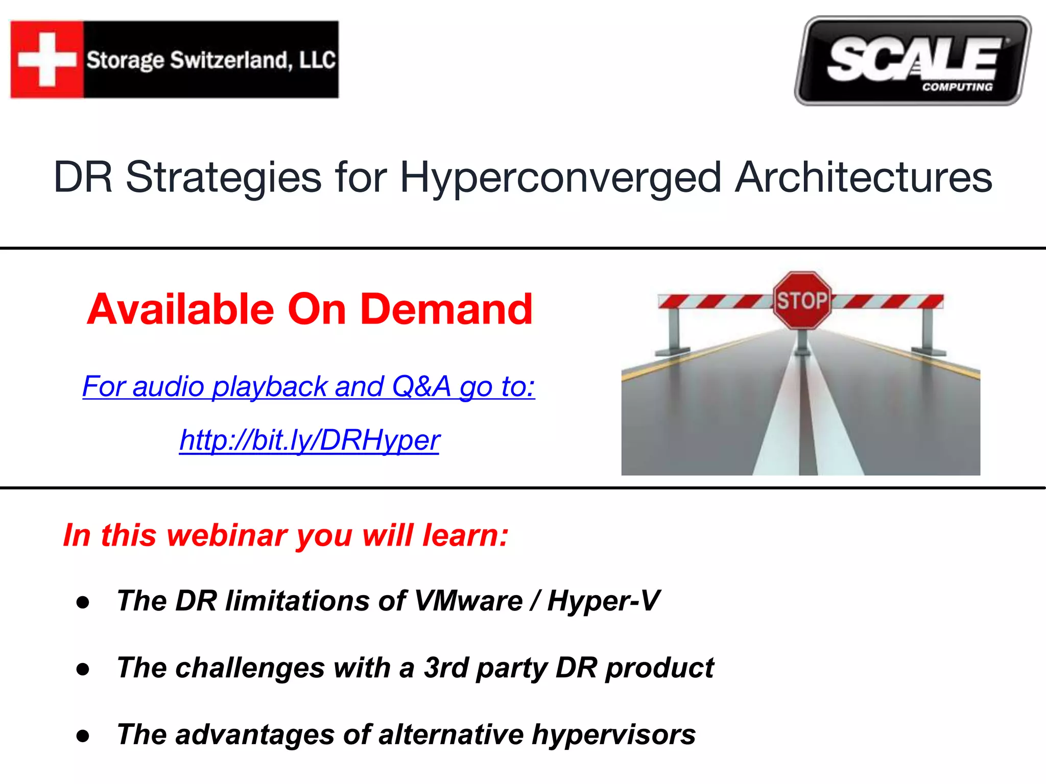 Webinar: DR Strategies For Hyperconverged Architectures | PPT