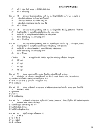 SPSS TRẮC NGHIỆM | PDF