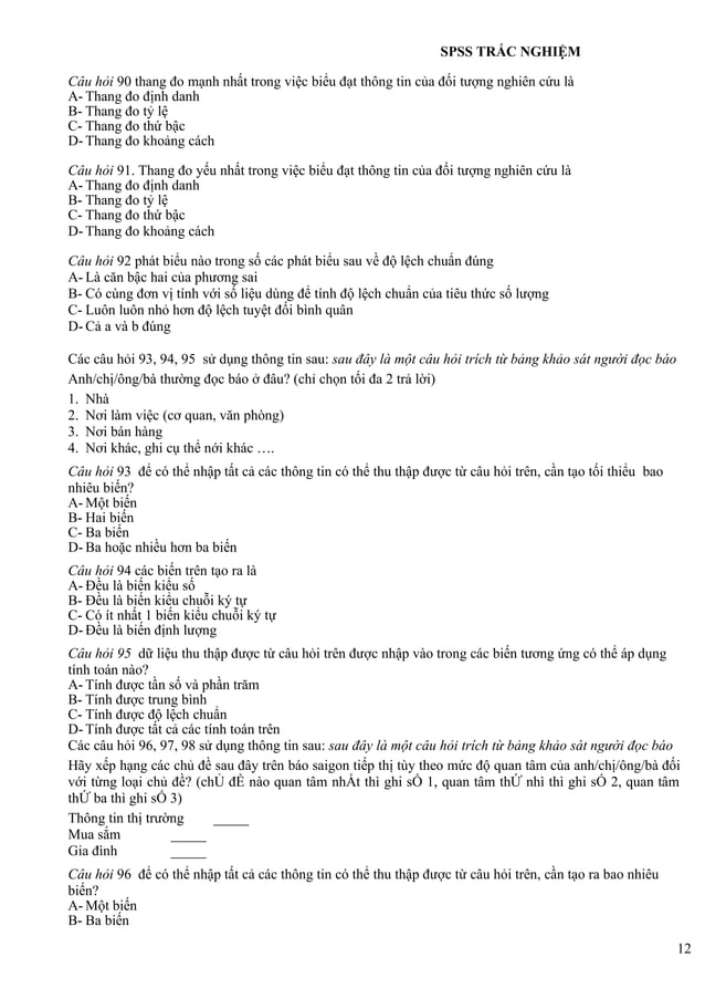 SPSS TRẮC NGHIỆM | PDF