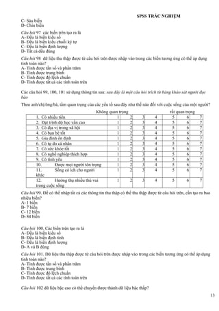 SPSS TRẮC NGHIỆM | PDF