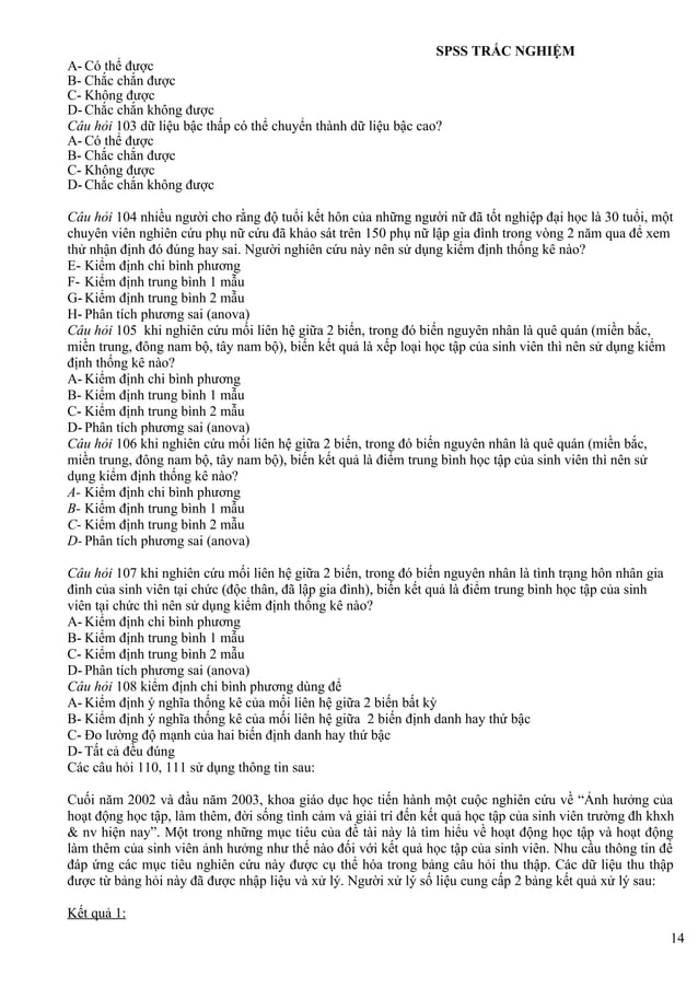 SPSS TRẮC NGHIỆM | PDF