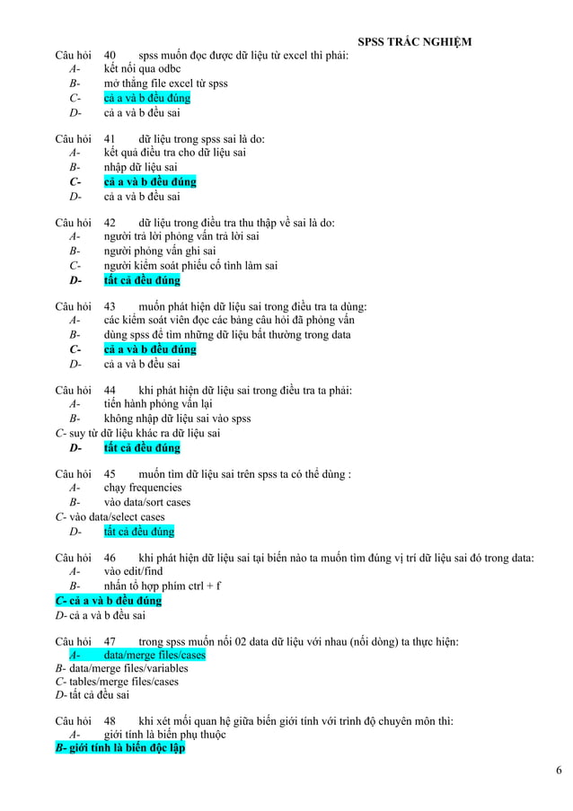SPSS TRẮC NGHIỆM | PDF