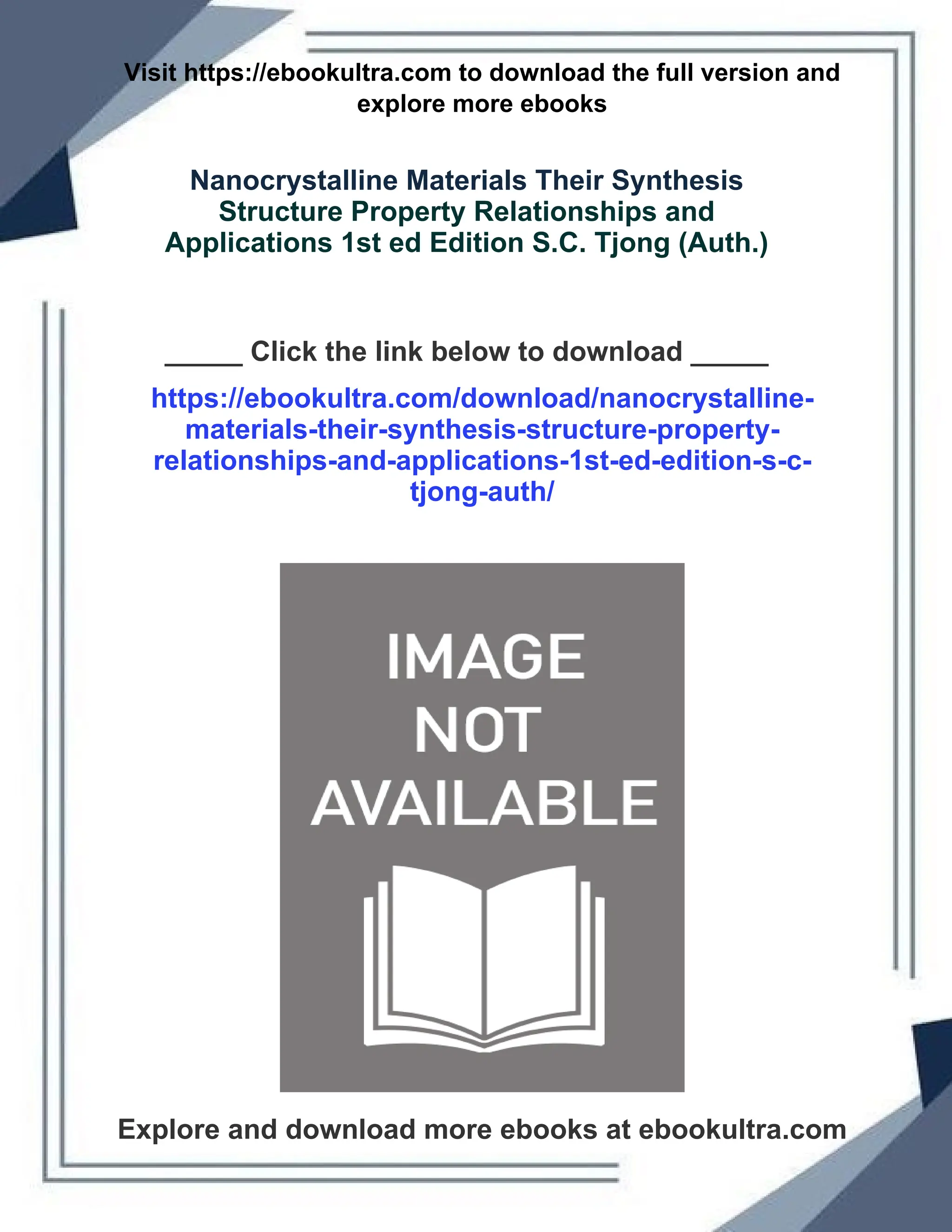 Nanocrystalline Materials Their Synthesis Structure Property ...