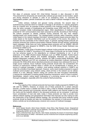 Multicast routing protocol for advanced vehicular ad hoc networks | PDF