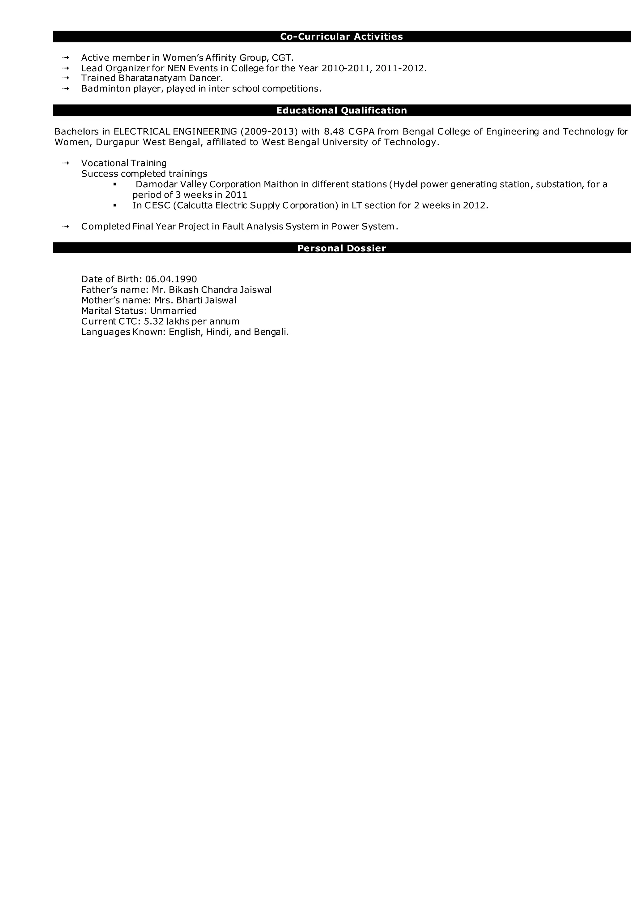 Resume_sneha | DOCX | Business | Business and Finance