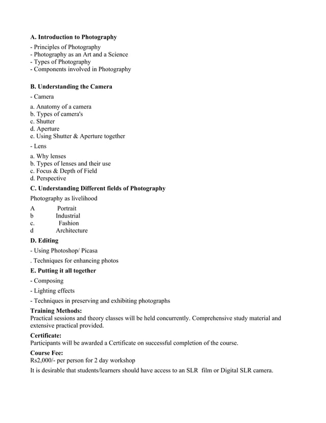 photography course | DOC