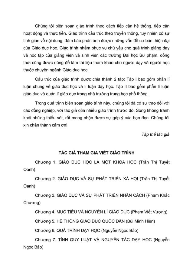 GIÁO TRÌNH GIÁO DỤC HỌC - TẬP 1 | PDF
