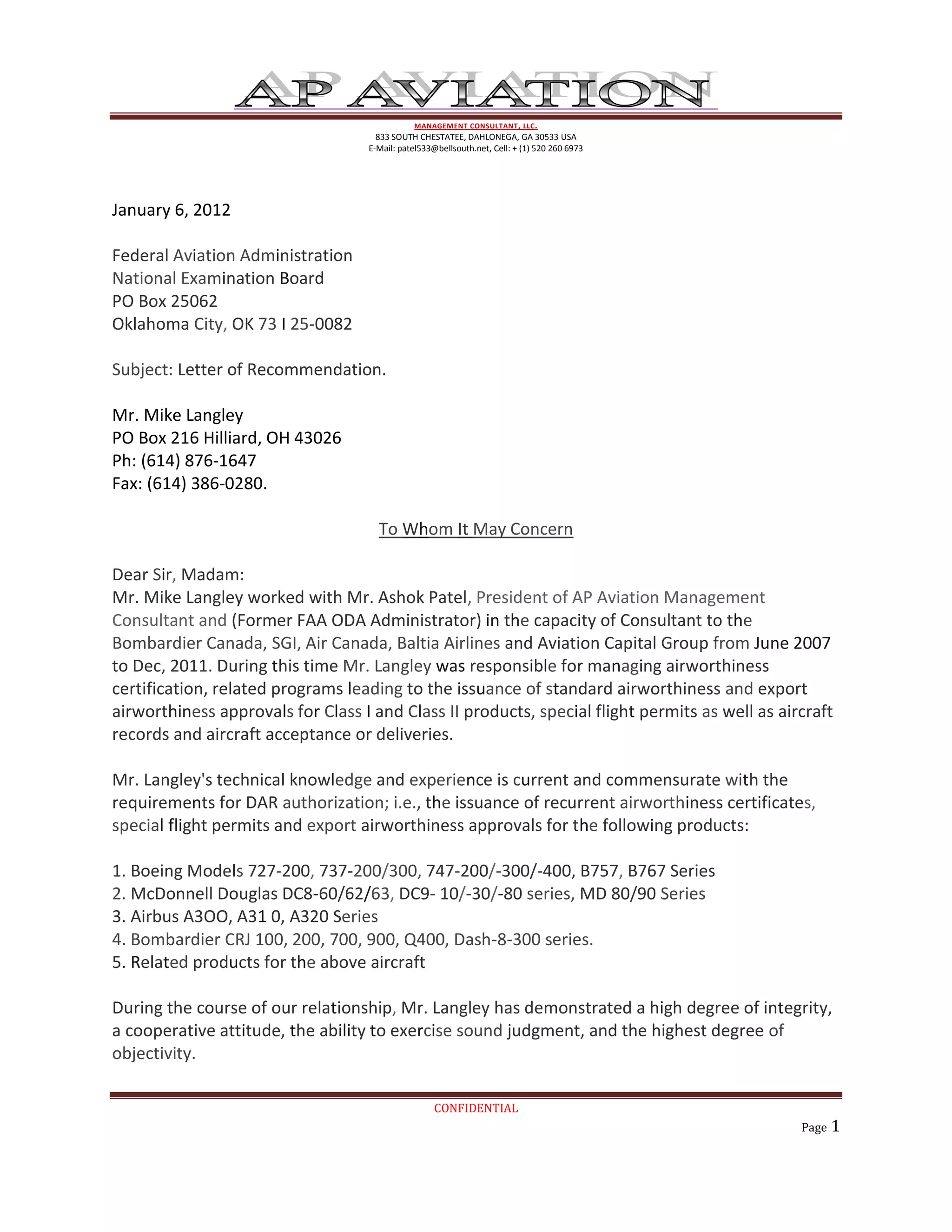 Mike Langley DAR - ODA Reference Letters | PDF