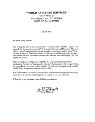 Mike Langley DAR - ODA Reference Letters | PDF