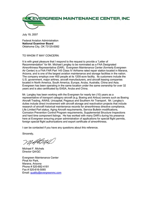 Mike Langley DAR - ODA Reference Letters | PDF